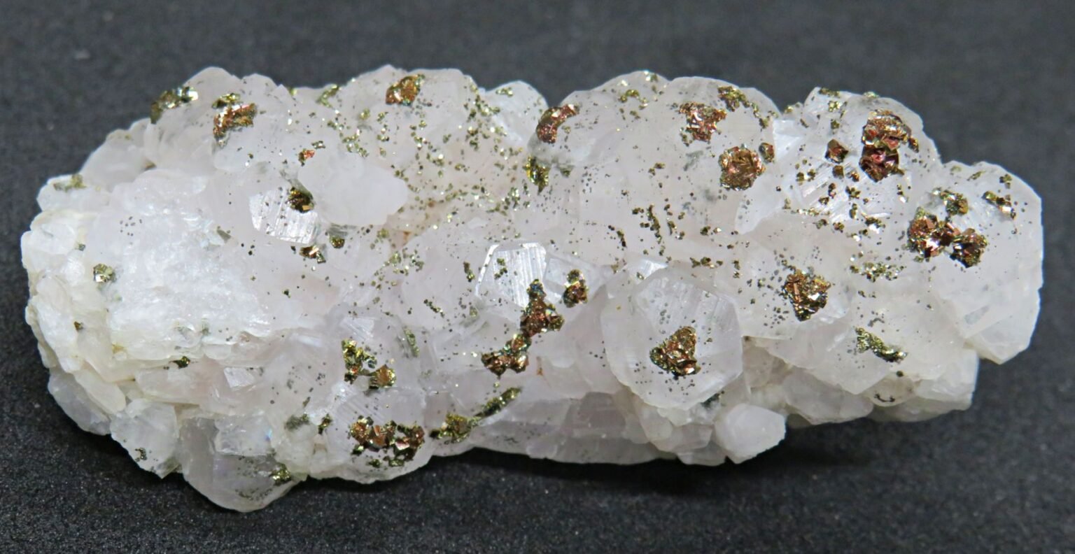 Pyrite on Calcite, Zinc Mine, Broken Hill